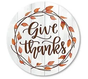 COURTSIDE MARKET Give Thanks 15x15 Circular Panel - One-color