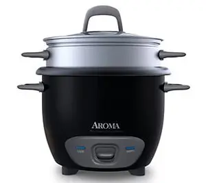 AROMA 6-cup Pot Style Rice Cooker, Black - One-color
