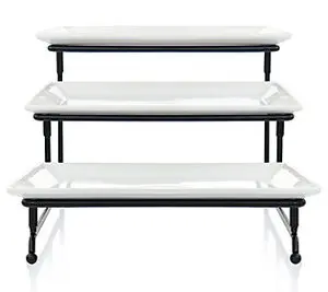 ELAMA 3 Tier Rectangular Plate Porcelain Servew Are Set