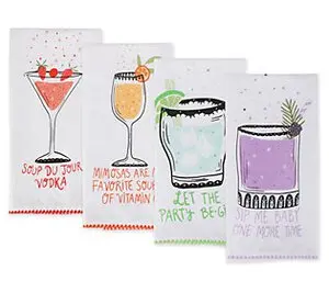DESIGN IMPORTS Sassy Cocktails Kitchen Towel Se T/4 - One-color