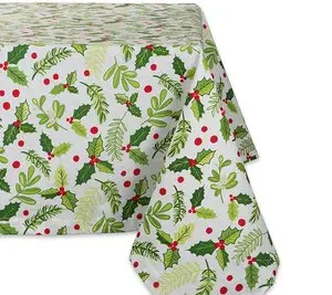 DESIGN IMPORTS Boughs Of Holly Print Tablecloth 52' X 52 - One-color