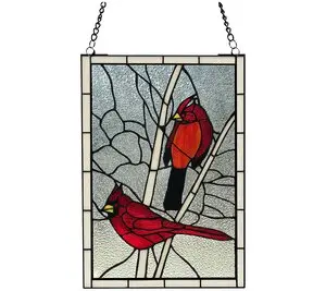 RIVER OF GOODS 18.5h Cardinal Stained Glass Window Panel - One-color