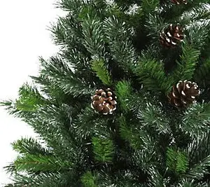 NORTHLIGHT Snowy Delta Pine With Pine Cones Chr Istmas Tree