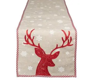 DESIGN IMPORTS Red Reindeer Embroidered Table R Nner 14' X 70 - One-color