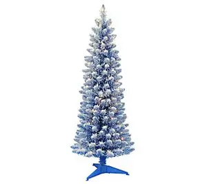 PULEO INTERNATIONAL Puleo Pre-lit 4.5' Flocked Blue Pencil Artifici Al Christmas - One-color
