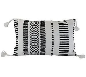 FORESIDE HOME & GARDEN Black Striped Hand Woven14x22 Pillow - One-color