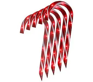 NORTHLIGHT Set Of 10 Lighted Candy Cane Christm As Lawn Stakes - One-color