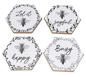 YOUNG'S INC. Set Of 4 Bee Coasters - One-color