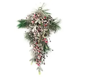 BRITE STAR 22' Mixed Pine Drop With Flocked Sno W And Berries - One-color