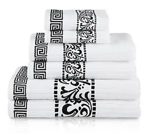 SUPERIOR Cotton 6-piece Floral Scroll Absorbent Towel Set - One-color