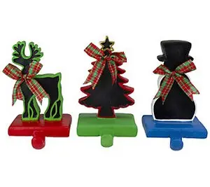 NORTHLIGHT 3 Reindeer & Snowman With Board Stoc Ing Holders