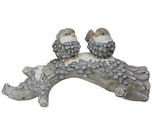 NORTHLIGHT 18' Led Rustic Glittered Birds On A Nowy Log Decor - One-color