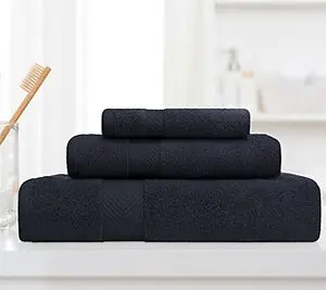 SUPERIOR Cotton 3-piece Solid Zero-twist Absorb Ent Towel Set - One-color