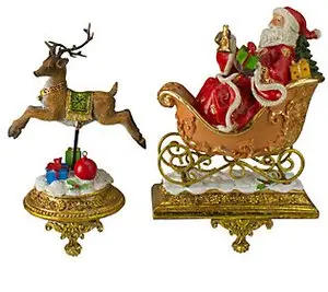 NORTHLIGHT 2 Gold Santa & Reindeer Stocking Hol Ers - One-color