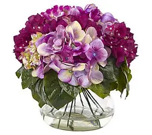 NEARLY NATURAL Multi-tone Hydrangea With Vase Nearly Natura L