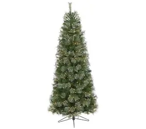 NEARLY NATURAL 6.5' Lit Cashmere Slim Christmas Tree By - One-color