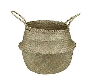 NORTHLIGHT 15' Brown Seagrass Wide Belly Basket W/ Handles - One-color