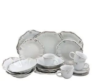 ELAMA Fleur De Lys 20-piece Dinnerware Set Wh Ite - One-color