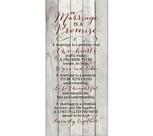DEXSA COMPANY Dexsa A Marriage Is A Promise New Horizons Wood Plaque - One-color