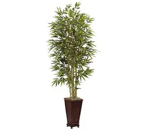 NEARLY NATURAL 6' Bamboo Tree With Decorative Planter Nearl Y Natural - One-color