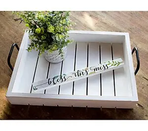 SINCERE SURROUNDINGS White Wood Rustic Tray Set Sincere Surroundi Ngs