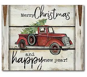 COURTSIDE MARKET Red Christmas Truck 16x20 Canv As - One-color