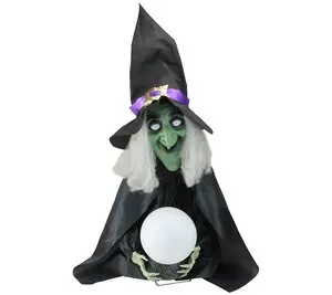 NORTHLIGHT Lighted Witch With Magic Ball Hallow Een Decoration - One-color