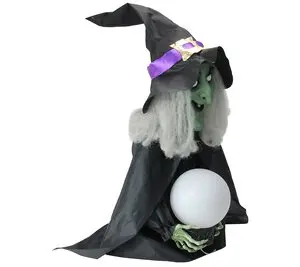 NORTHLIGHT Lighted Witch With Magic Ball Hallow Een Decoration