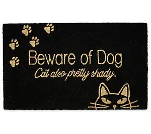 DESIGN IMPORTS Beware Of The Cat & Dog 18' X 30 Doormat - One-color