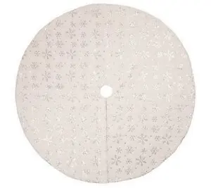 GLITZHOME Your White Christmas Snowflakes Chris Mas Tree Skirt - One-color