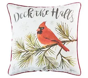 VALERIE PARR HILL 18' X 18' Deck The Halls Cardinal Throw Pillow Valerie - One-color