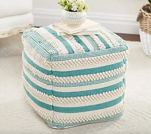 BARBARA KING Indoor/outdoor Textured Striped Pouf Ottoman - One-color