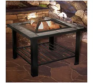 NATURE SPRING 30in Square Fire Pit-steel And Ti Le - One-color