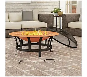 NATURE SPRING 30' Outdoor Deep Fire Pit With Grilling Grate - One-color