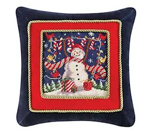 C&F HOME 18' X 18' Noel Snowman Needlepoint Pillow - One-color