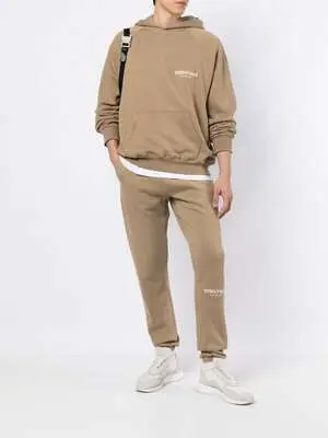 Fear Of God Logo Print Hoodie - Brown