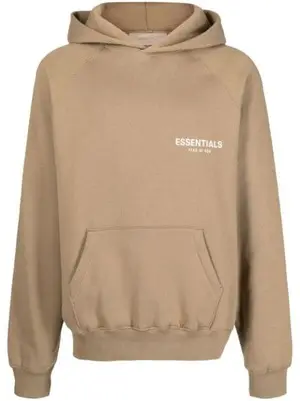 Fear Of God FEAR OF GOD ESSENTIALS Logo Print Hoodie Oak