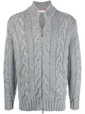 Brunello Cucinelli Cable-knit Zip-up Cardigan - Grey