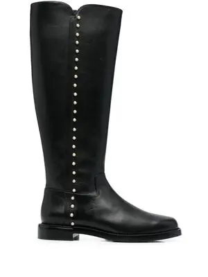 STUART WEITZMAN Pearl-embellished Knee-high Boots