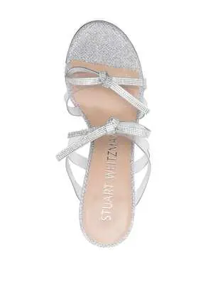 STUART WEITZMAN 115mm Embellished Bow Sandals - Silver
