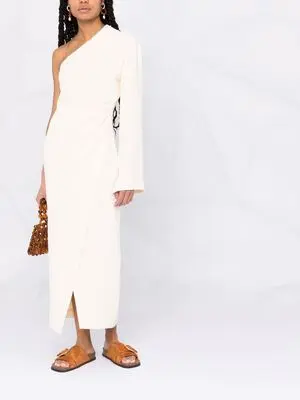 Nanushka One-shoulder Midi Wrap Dress