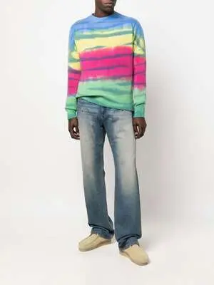 THE ELDER STATESMAN Striped Tie-dye Cashmere Jumper