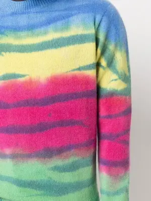 THE ELDER STATESMAN Striped Tie-dye Cashmere Jumper