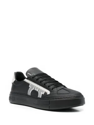 FERRAGAMO Gancini-print Leather Sneakers - Black