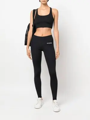 JIL SANDER Logo Print Leggings - Black