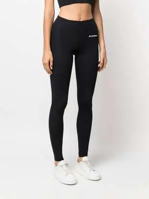 JIL SANDER Logo Print Leggings - Black
