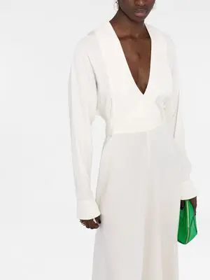 Victoria Beckham V-neck Long-sleeve Mid-length Dress