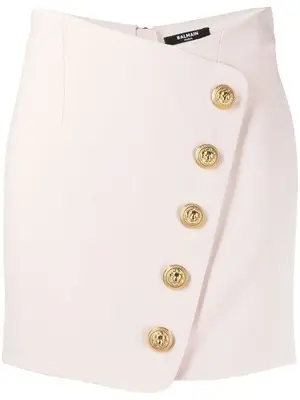 Balmain Asymmetric Mini Wrap Skirt - Pink