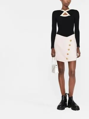 Balmain Asymmetric Mini Wrap Skirt