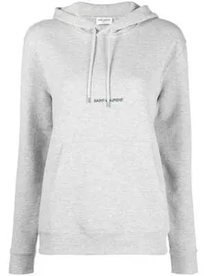 Saint Laurent Embroidered Logo Long-sleeve Hoodie